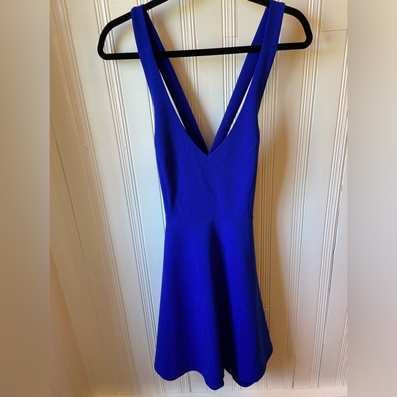 Lulus Dresses Katrina Royal Blue Strappy Backless Skater Dress
